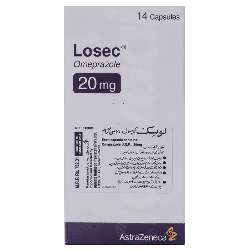 Losec Capsules 20Mg (1 Bottle = 14 Capsules) - Medlife - Your Trusted ...